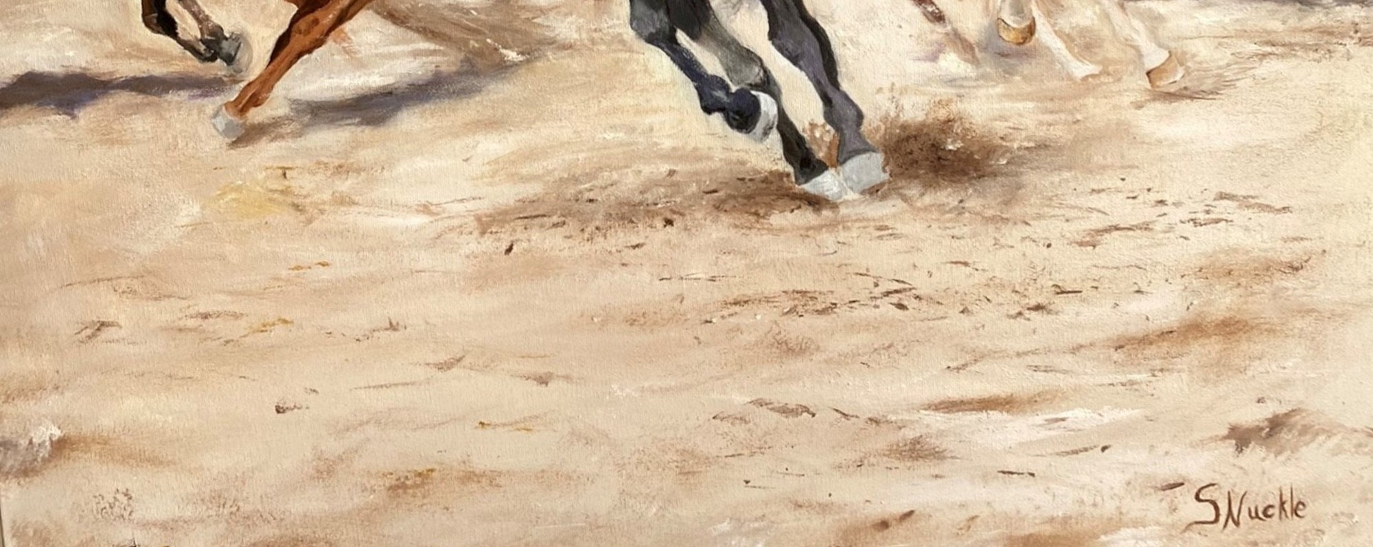 Original Painting, Group of Five Horses, Wild Horse Herd, Square Format ...