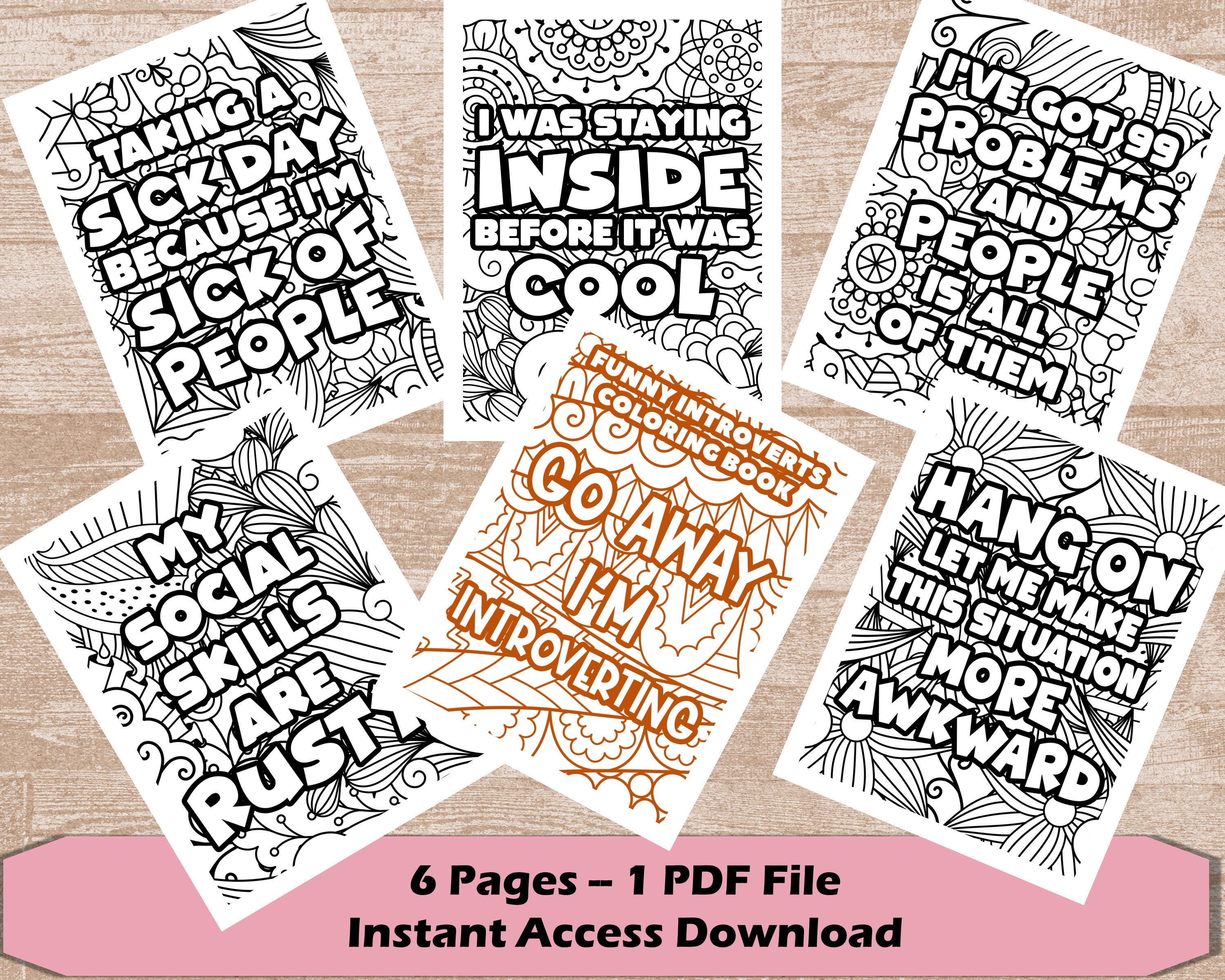 Introvert Coloring Book for Adults Printable PDF | Go Away I'm ...