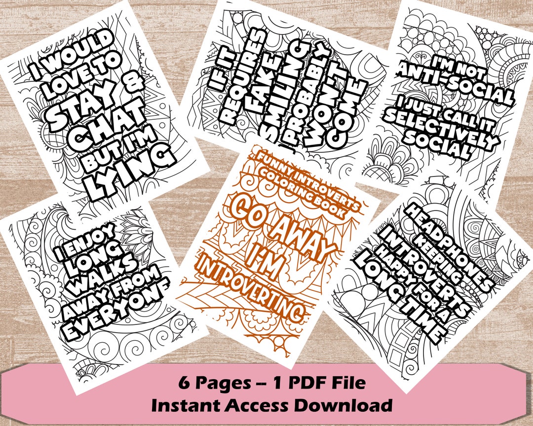 Funny Introvert Coloring Book for Adults PDF | Coloring Pages for Adult ...