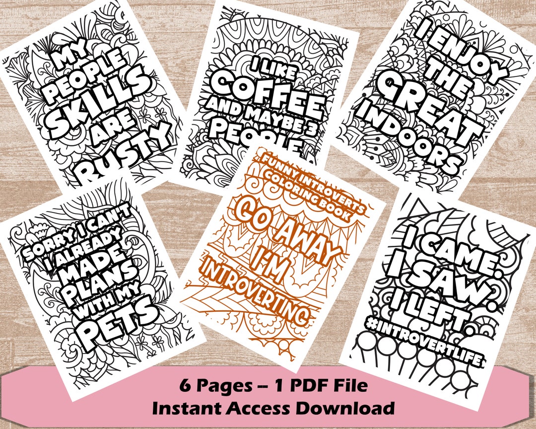 Funny Introvert Coloring Book for Adults | Coloring Pages for Adult ...