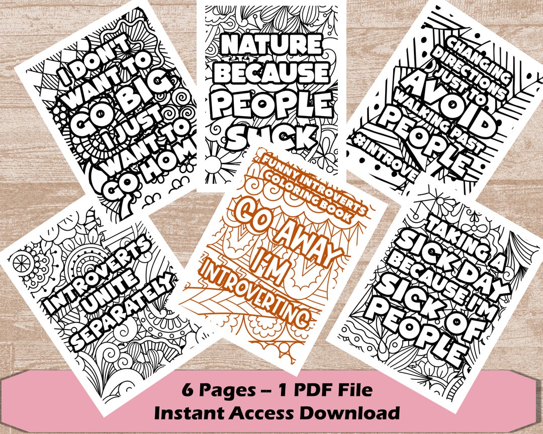 Funny Introvert Coloring Book for Adults | Coloring Pages for Adult ...
