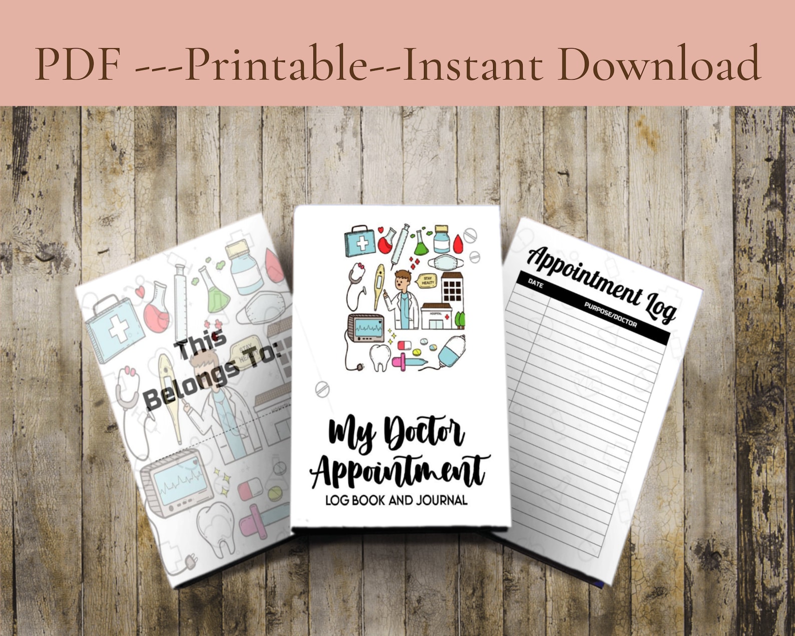 My Doctor Appointment Printable Log Book & Journal Medical Schedule ...