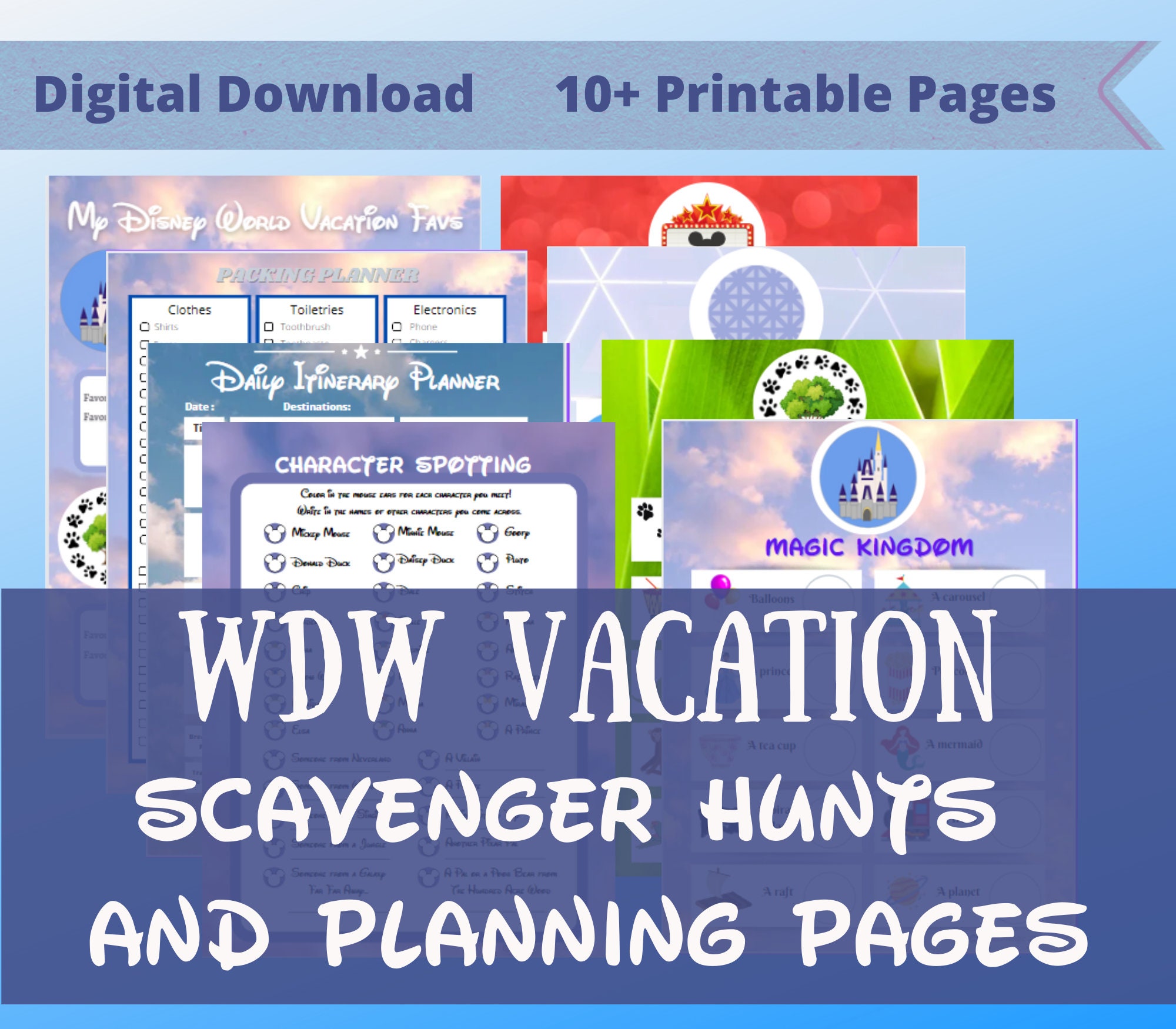 WDW Vacation Scavenger Hunts and Planning Pages - Etsy