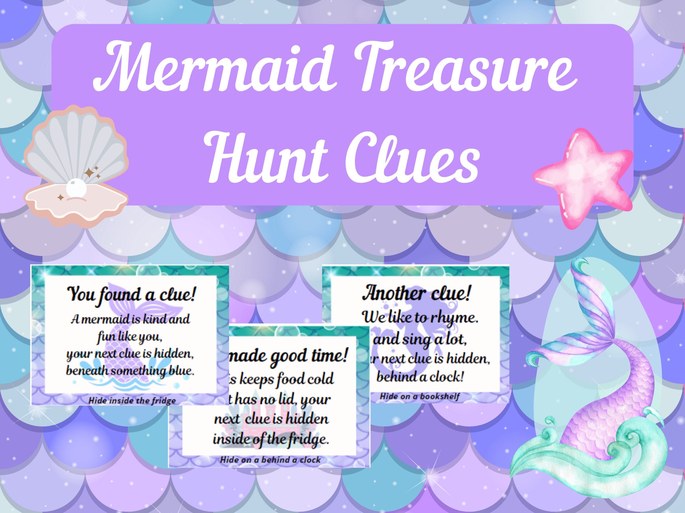 Mermaid Treasure Hunt Clues - Etsy