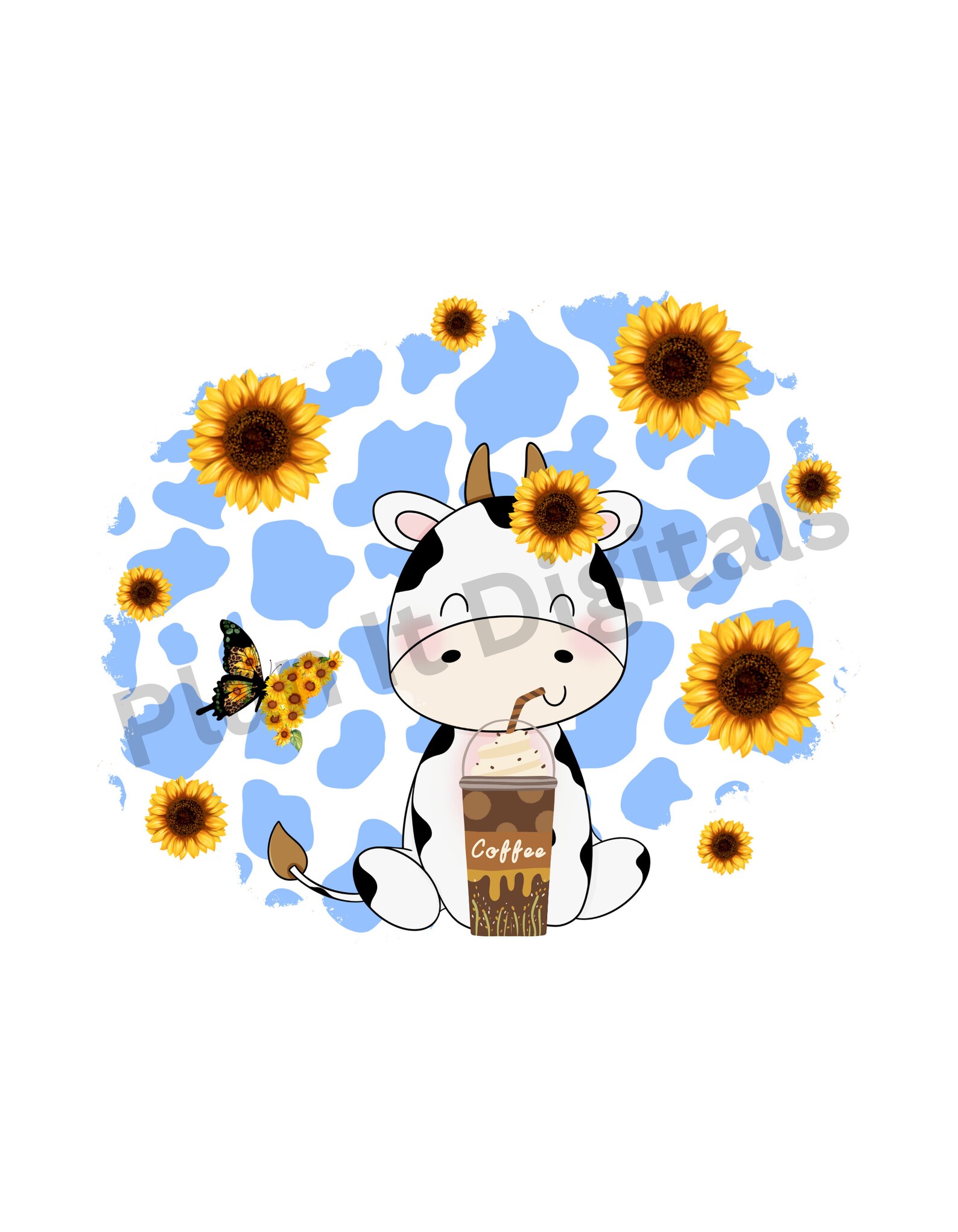 Cow Print Coffee PNG, Coffee Lover PNG, Sunflower Coffee PNG, Cow Print ...