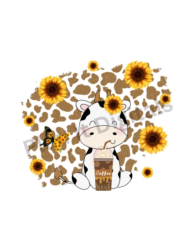 Cow Print Coffee PNG, Coffee Lover PNG, Sunflower Coffee PNG, Cow Print ...