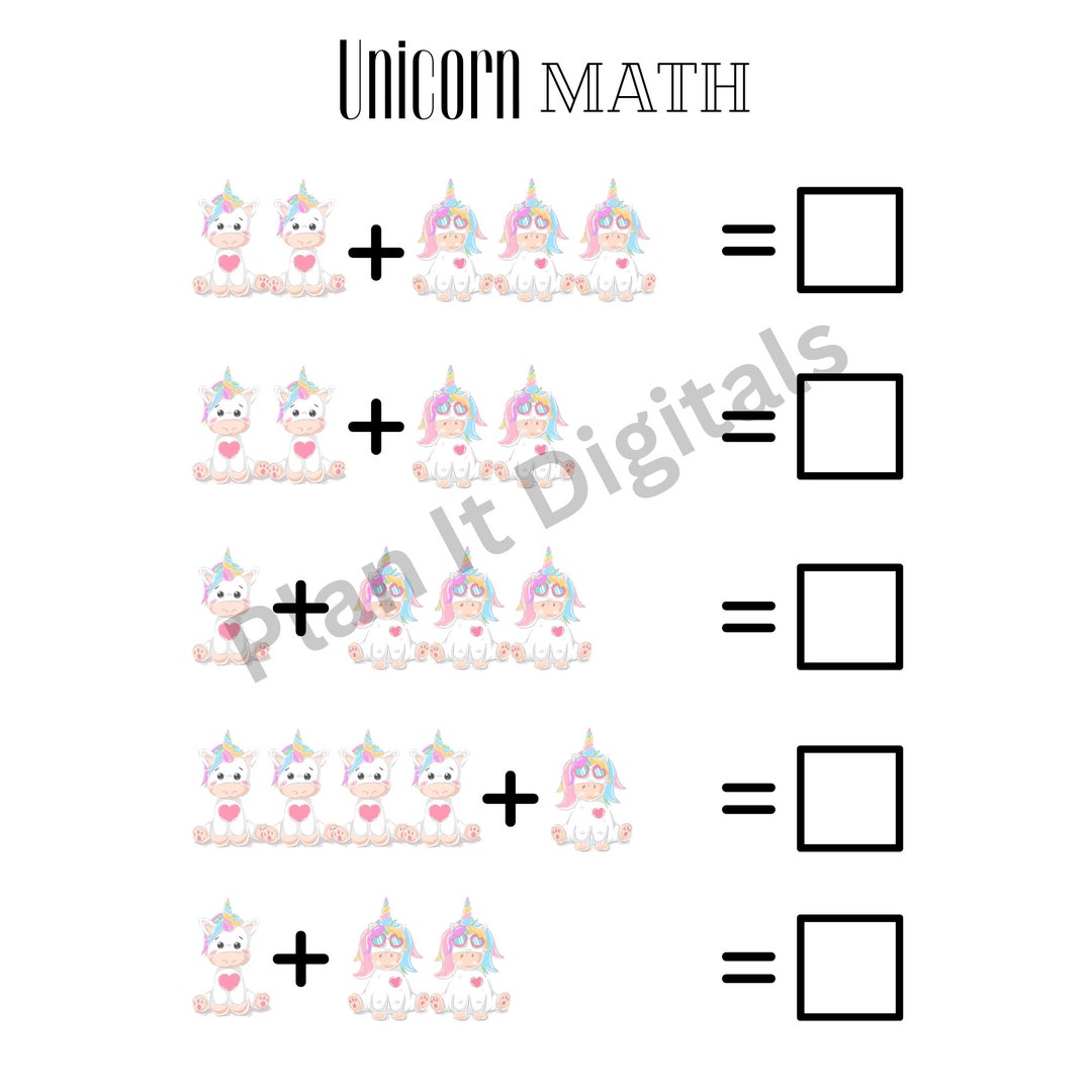 Unicorn Math Printable - Etsy