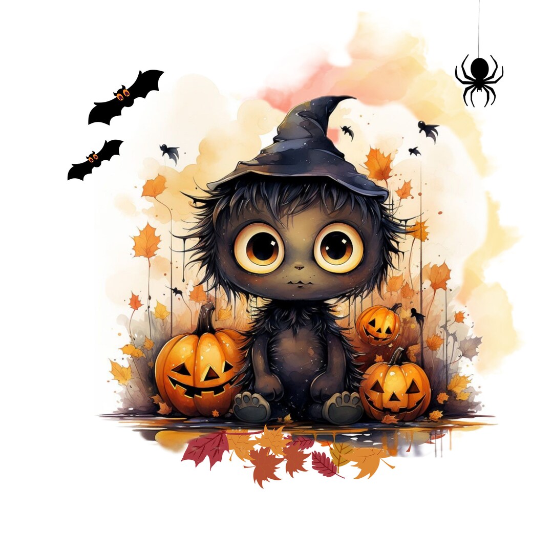 Halloween Kids Cat Monster Clipart, Funny Monsters, Halloween Cute Cat ...
