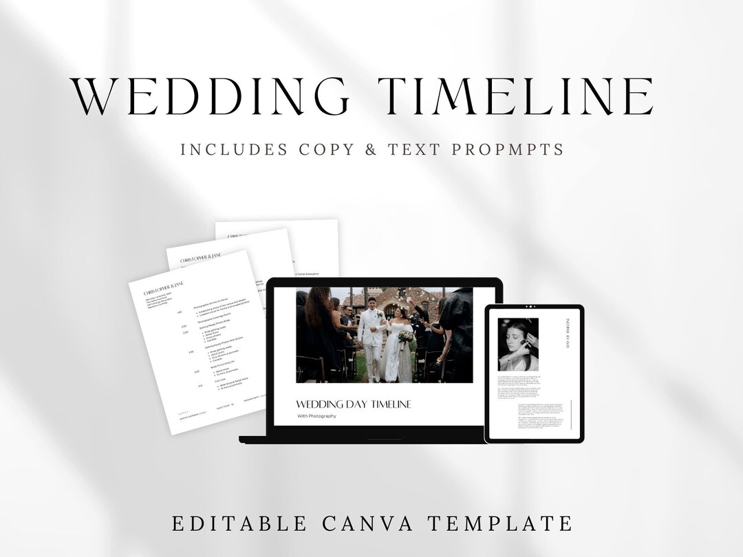 The Artist Timeline Wedding Photography Timeline Template - Etsy