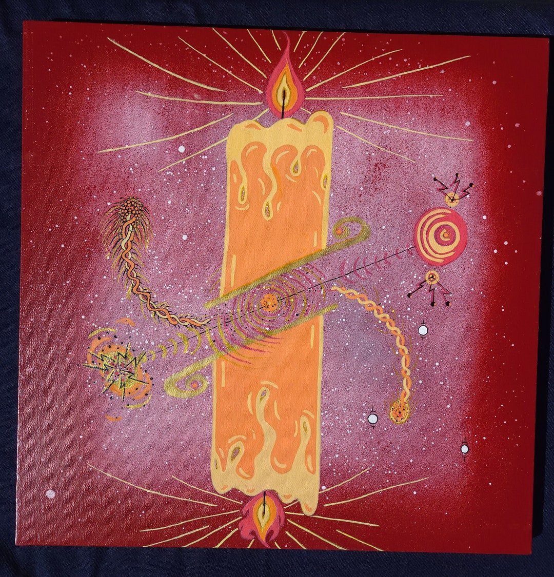 Double Ended Candle Painting on Canvas. Space Scene - Etsy