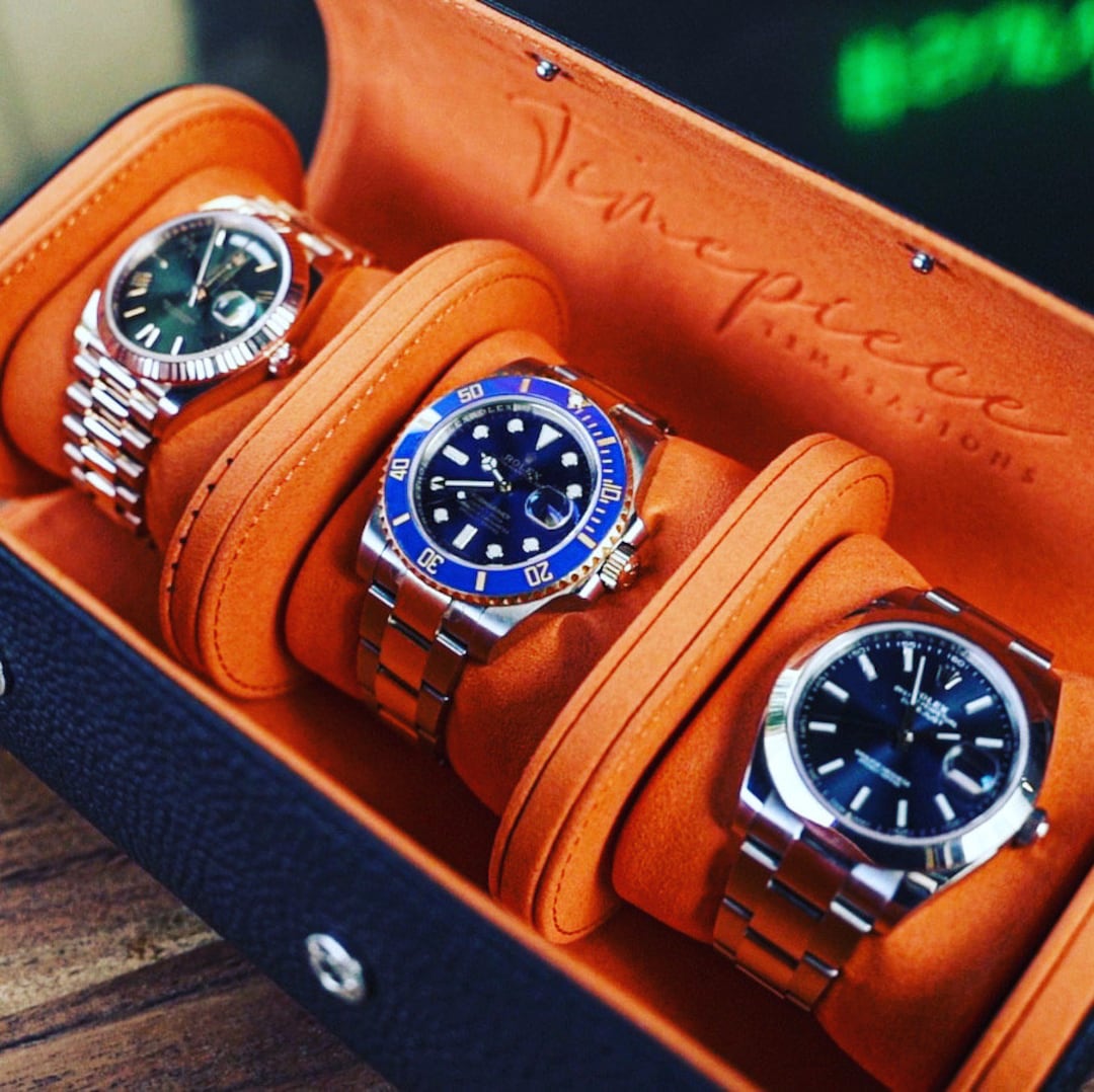 Leather Watch Roll, Luxury Wristwatch Travel Case, 3 Watch Storage Box ...
