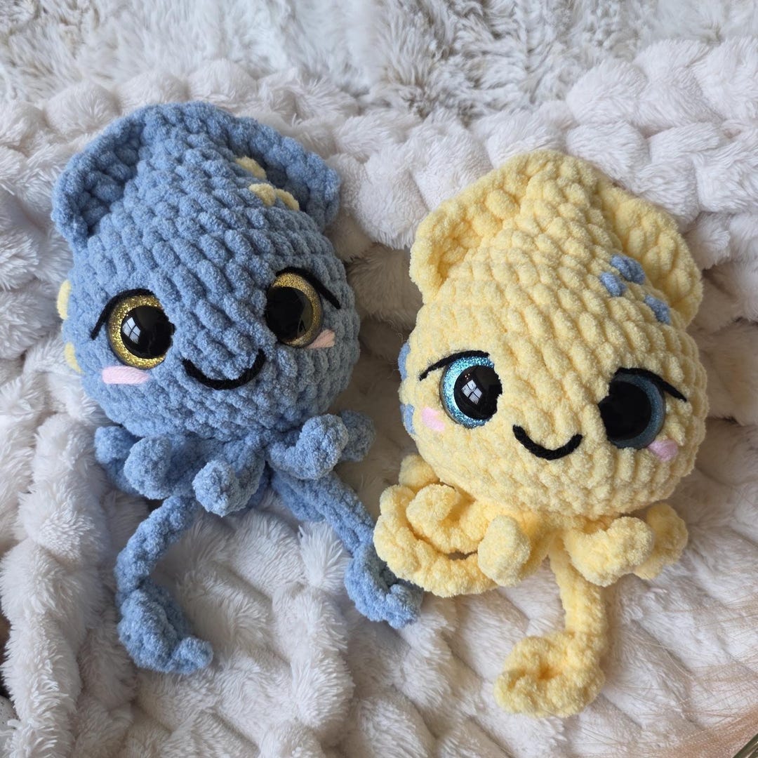 READY TO SHIP - Cute Squids - Crochet Plush. Hand Made With Soft ...