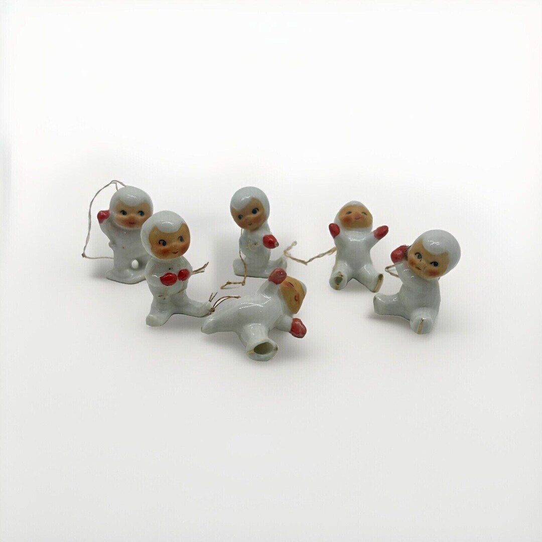 RARE Set of 6 Vintage 1950's Holt Howard Snowbabies Porcelain Ornaments ...