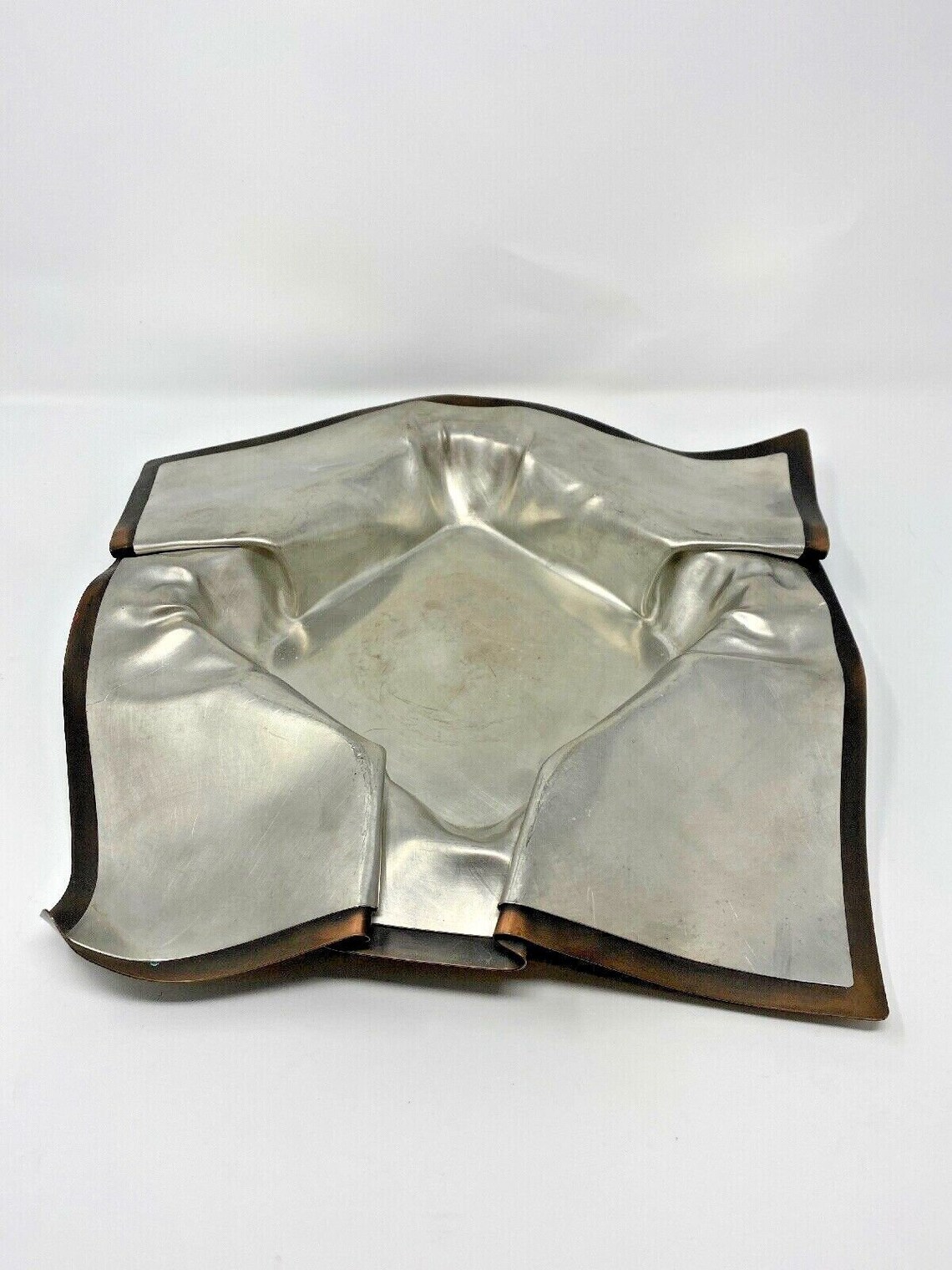 Rare Boris Bally Brutalist Sculptural Bowl Aluminum Copper Folded ...