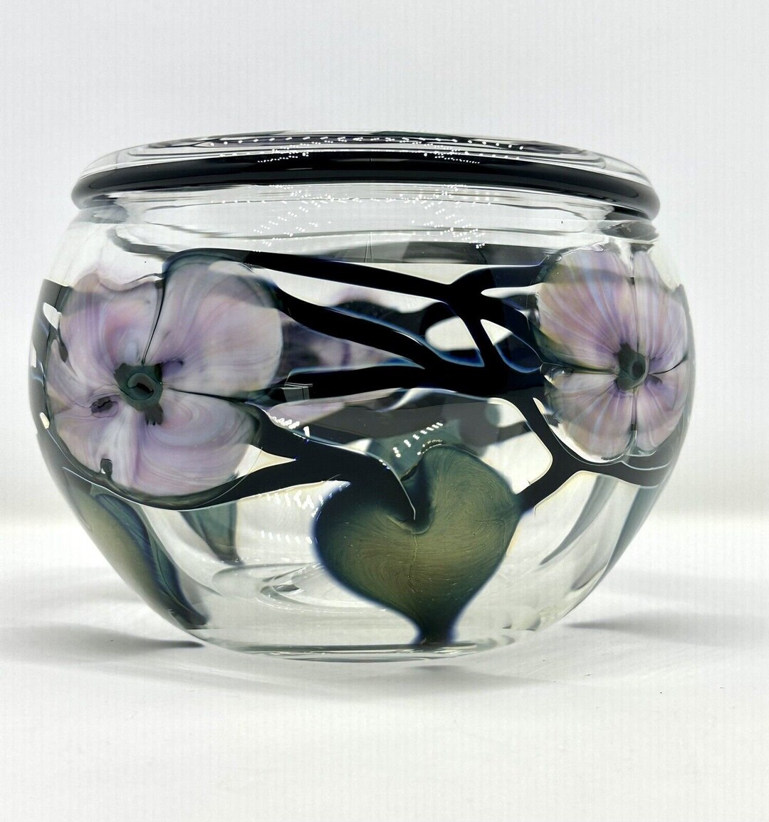 Charles Lotton Multi Flora Art Glass Bowl 1999 Signed Dated Handmade - Etsy
