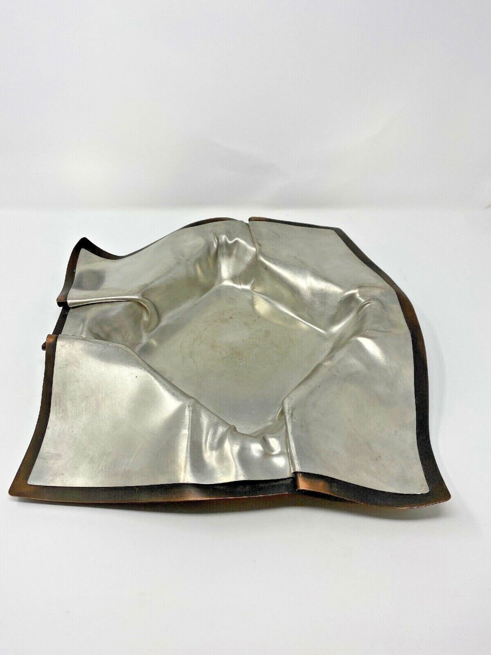 Rare Boris Bally Brutalist Sculptural Bowl Aluminum Copper Folded ...