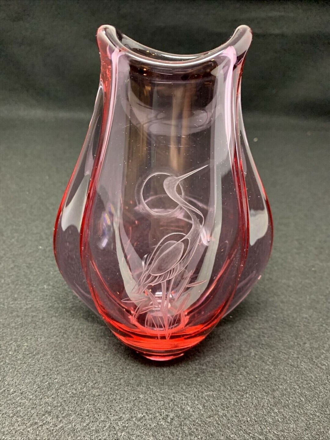 Zelezny Brod Sklo Vase Bohemia Glass Czechoslovakia Ruby Miloslav ...