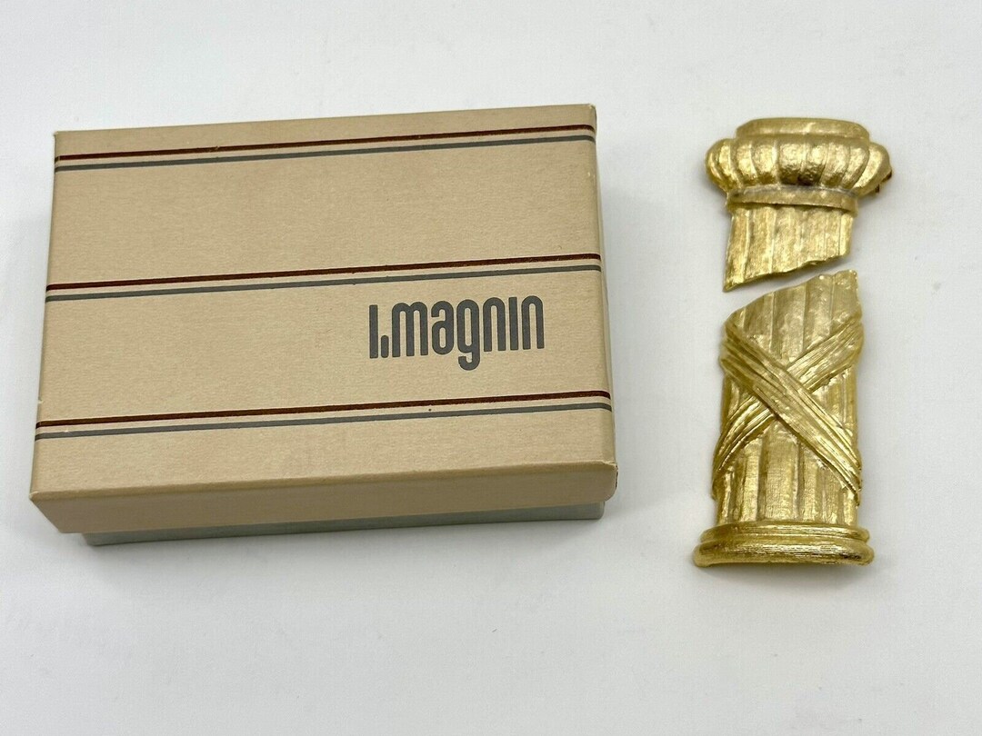 Rare Marla Buck Roman Doric Column Brushed Gold Double Brooch - Etsy