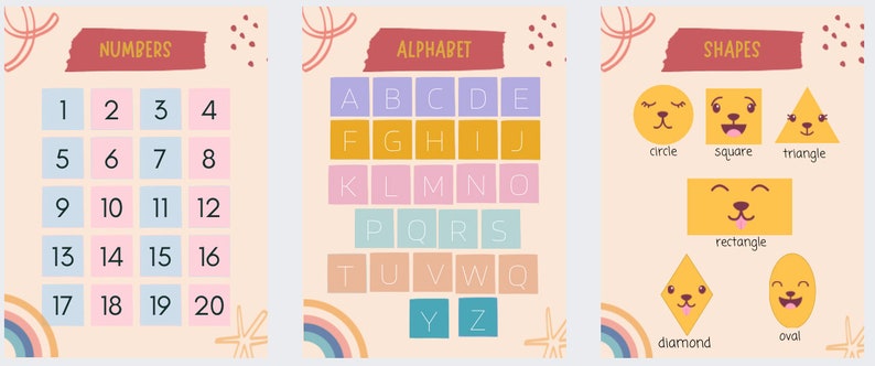 Alphabet Letter and Number Charts - Etsy