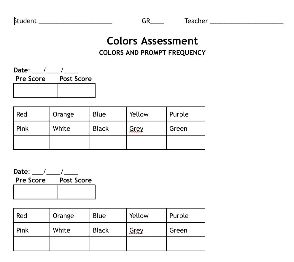 Preschool Kindergarten Color Graphing Assessment Etsy