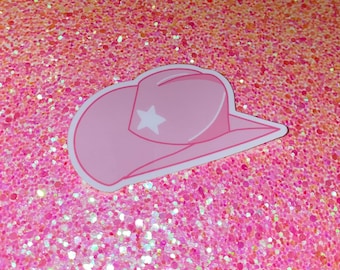 Pink Sparkle Cowgirl Hat Sticker - Etsy