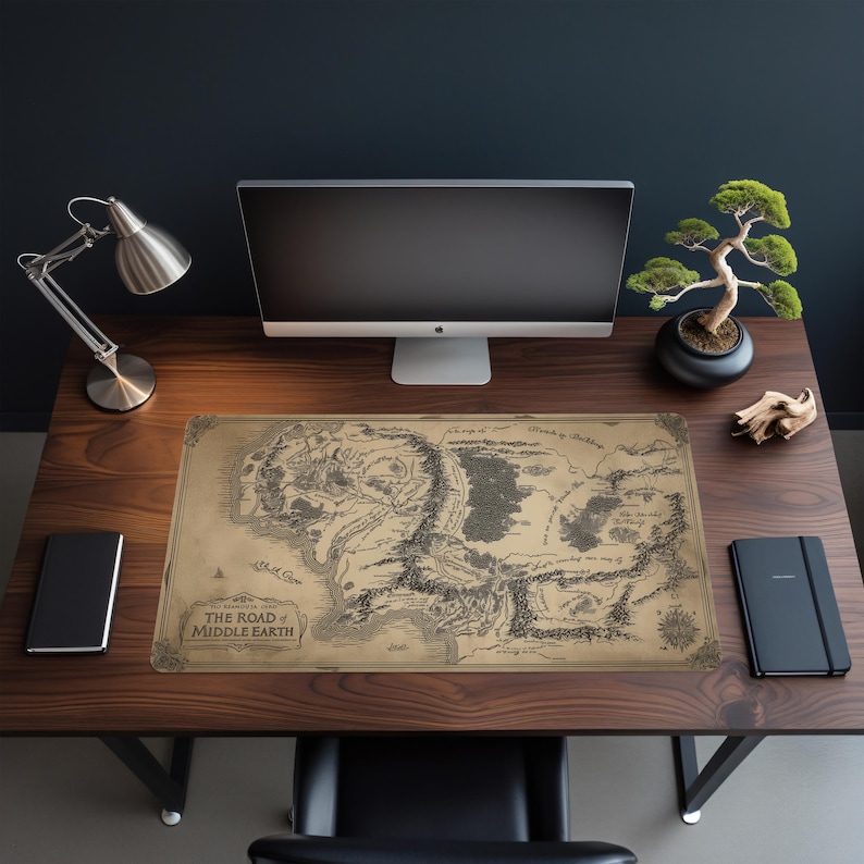 Middle Earth Map Mouse Pad | Water-resistant Gaming & Office Desk Mat ...