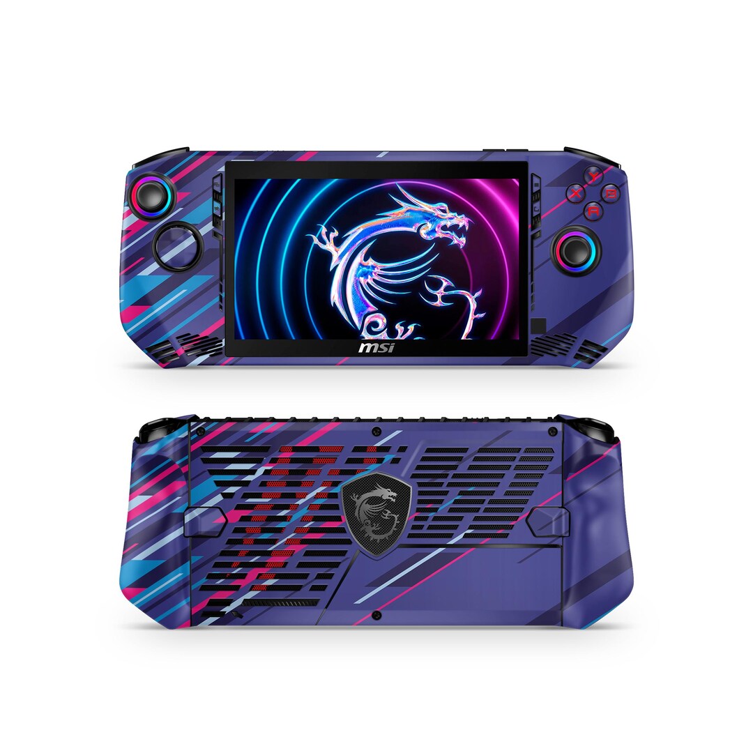 Neon Cyber Lines MSI Claw A1M Skin - Protective Vinyl Wrap - MSI Claw 8 ...