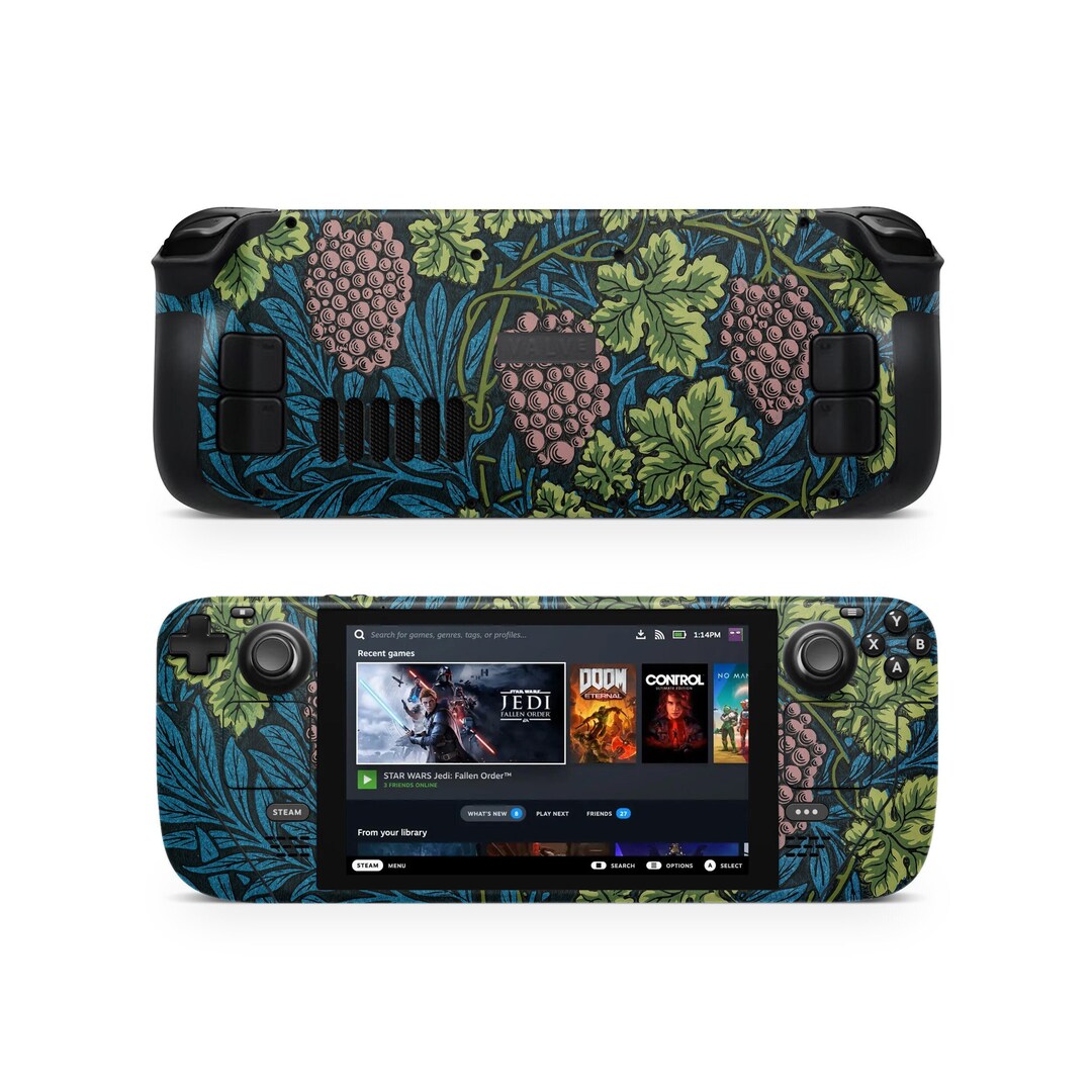 Grapes Pattern Steam Deck Skin, Retro Flower Skin, Custom Game Console ...