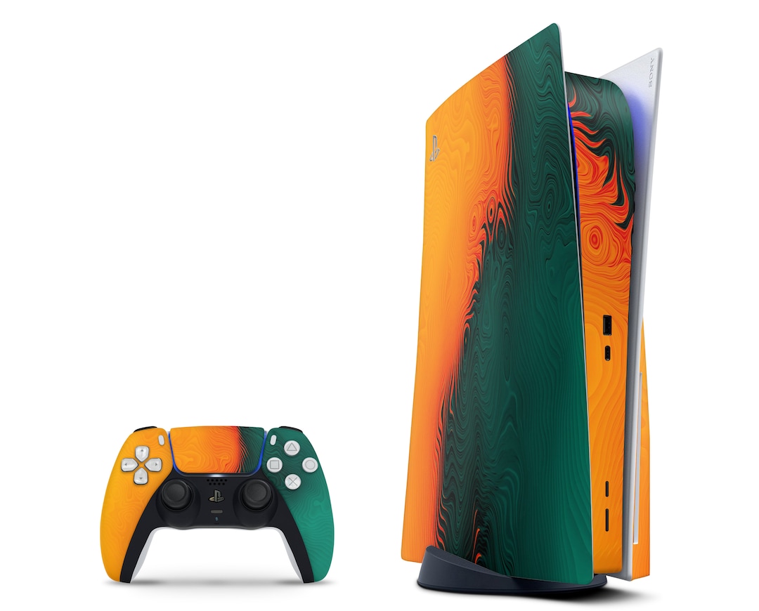 Orange Green PS5 Skin - Abstract Skin Decal for PS5 Playstation 5 ...