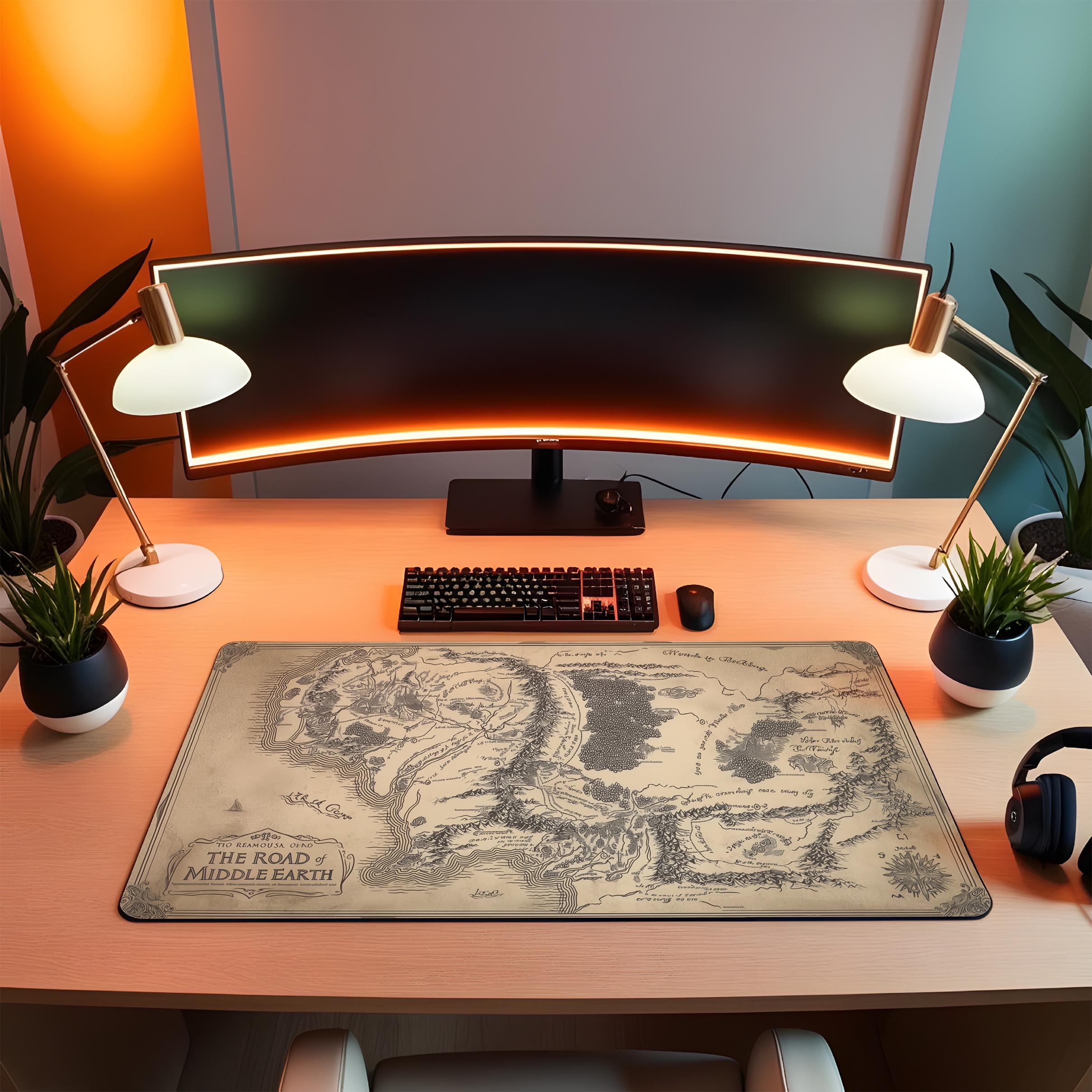Middle Earth Map Mouse Pad | Water-resistant Gaming & Office Desk Mat ...