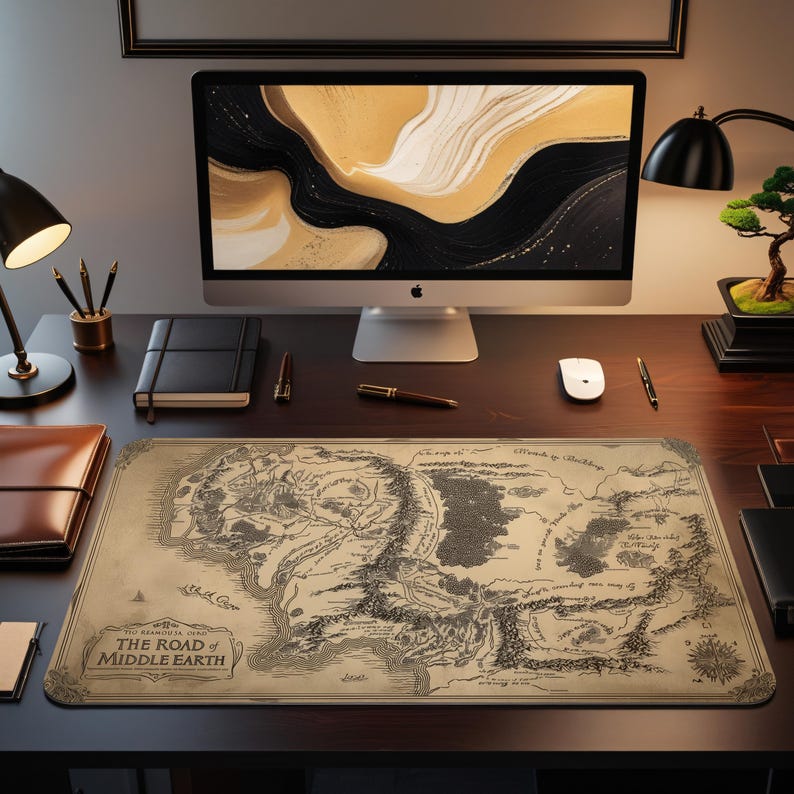 Middle Earth Map Mouse Pad | Water-resistant Gaming & Office Desk Mat ...
