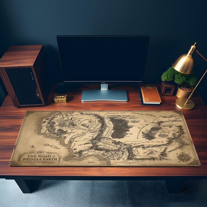 Middle Earth Map Mouse Pad | Water-resistant Gaming & Office Desk Mat ...