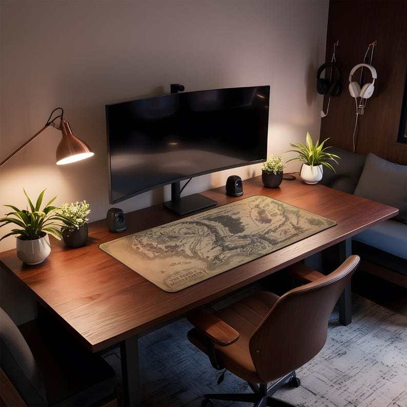 Middle Earth Map Mouse Pad | Water-resistant Gaming & Office Desk Mat ...
