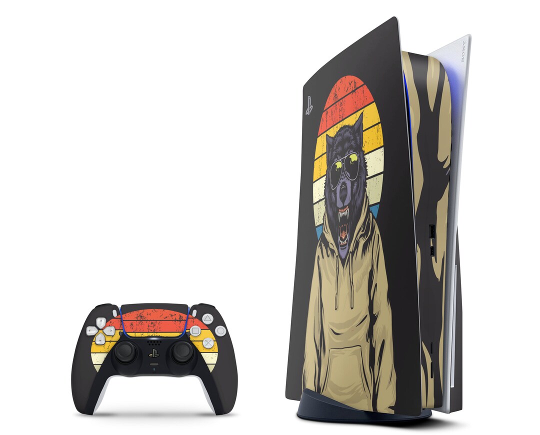 Wolf PS5 Skin Retro Wolf Skin Decal for PS5 Playstation 5 Console and ...