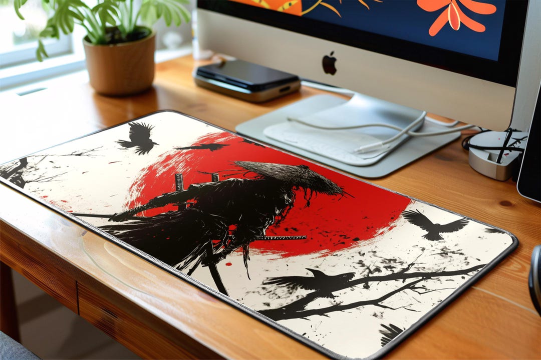 Samurai Gaming Mouse Pad – Japanese Desk Mat, Large Non-slip Mousepad ...