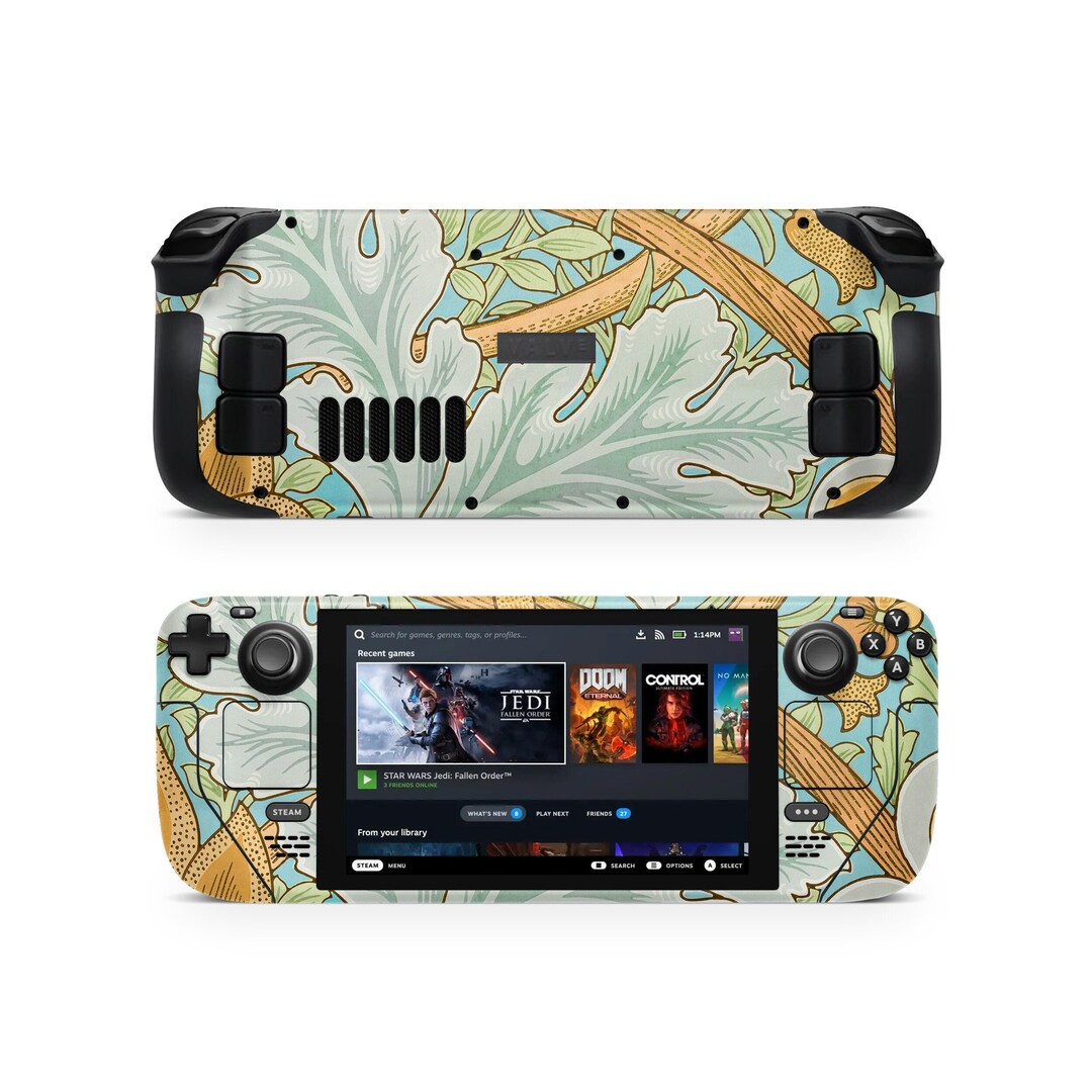 Botanical Print Steam Deck Skin, Custom Game Console Vinyl Wrap, Valve ...