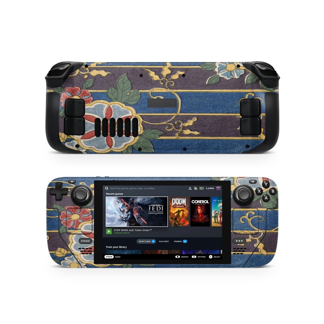 Floral Design Steam Deck Skin, Protective Steam Deck Console Decal Wrap ...