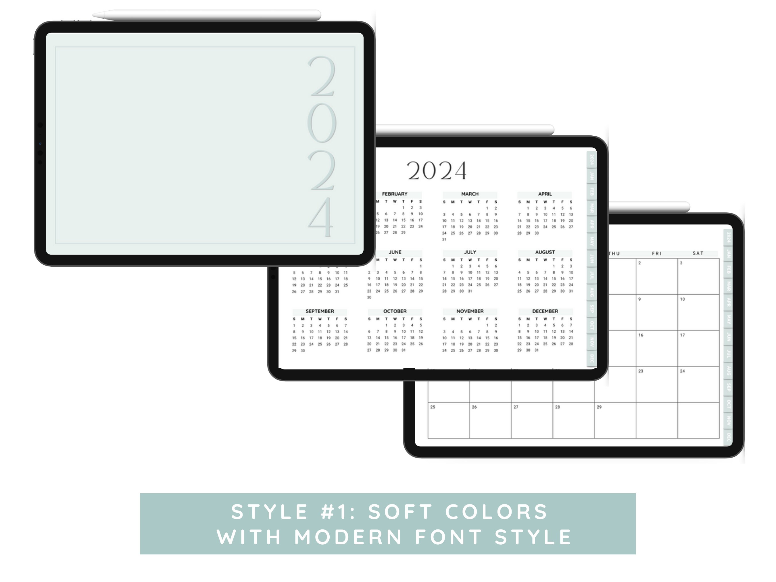 2024 DIGITAL MONTHLY CALENDAR Hyperlinked iPad Calendar Goodnotes ...