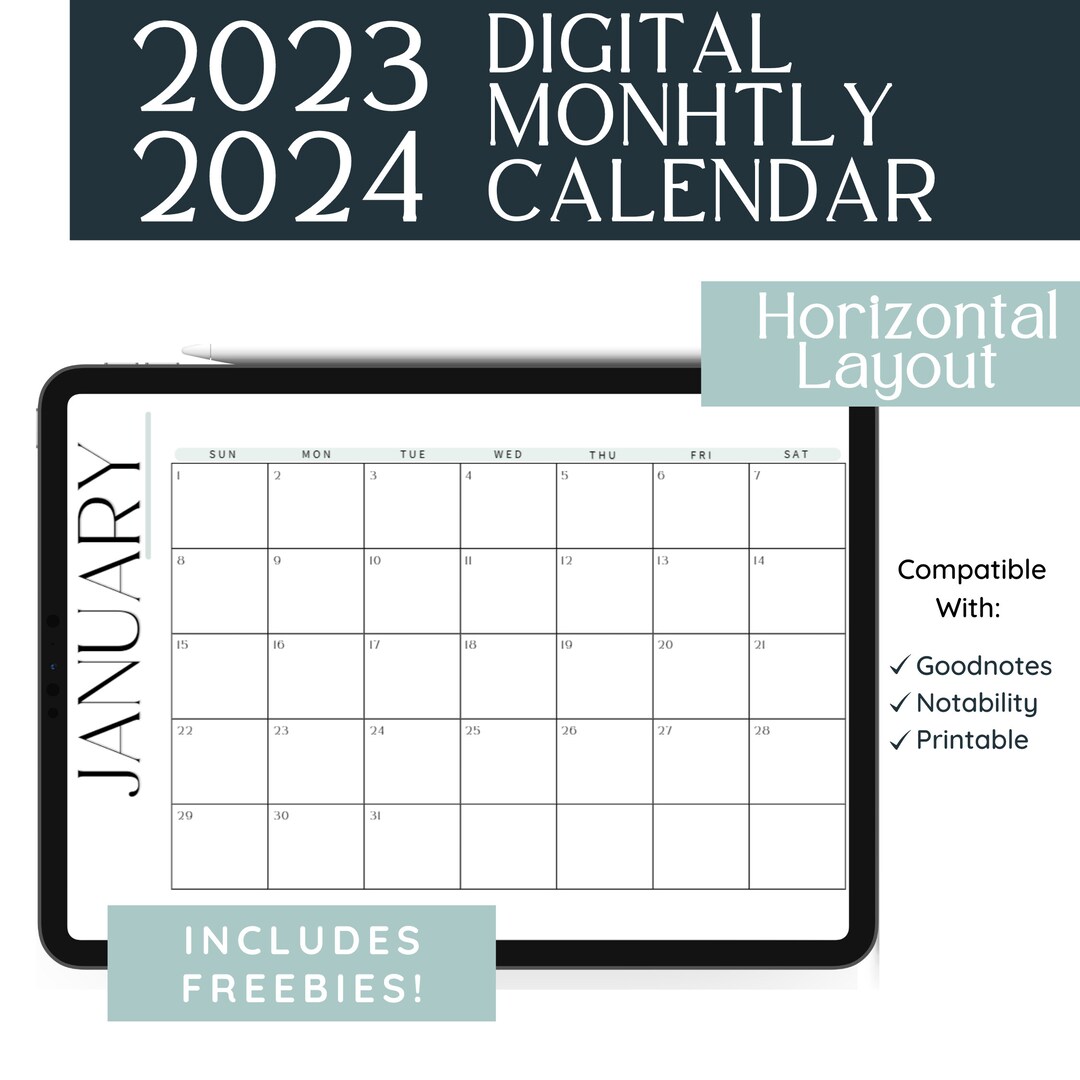 2023-2024 Digital Calendar Monthly Digital Planner - Etsy