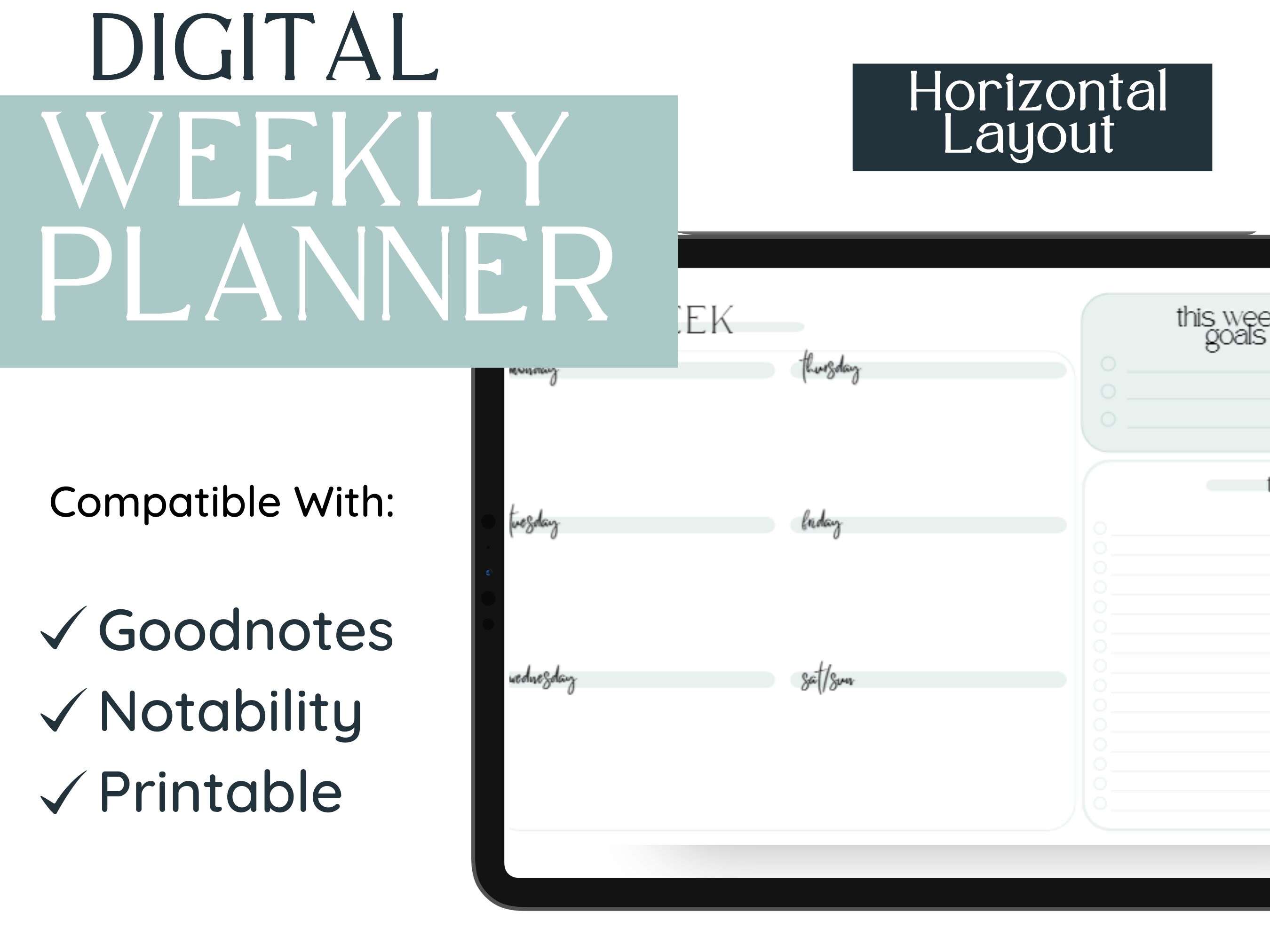 Weekly Planner Horizontal Layout Goodnotes Template Goodnotes Planner ...
