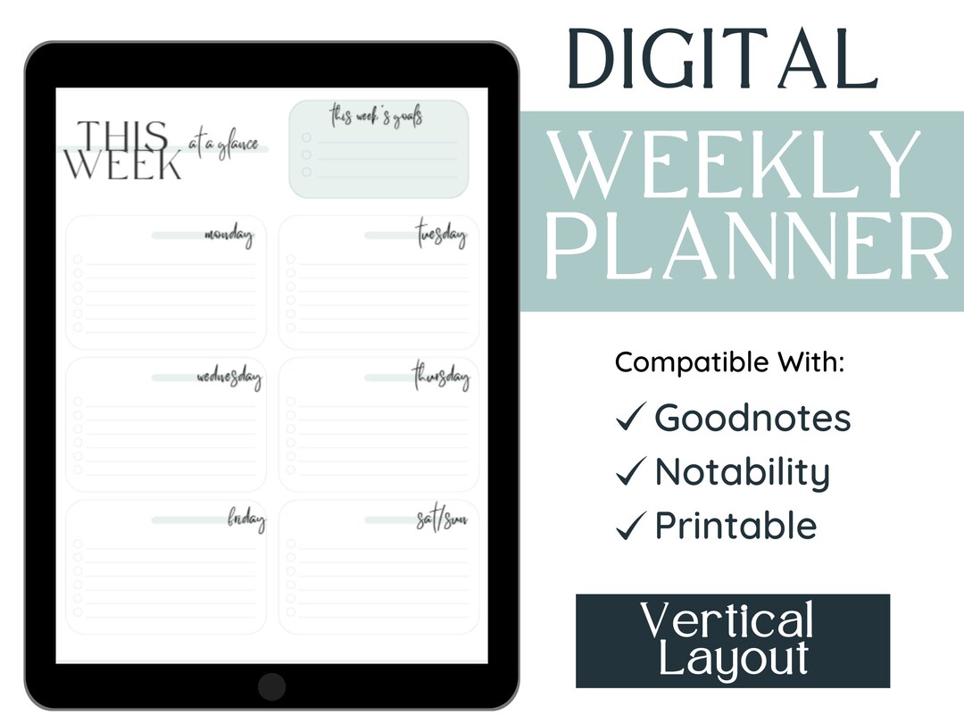 Weekly Digital Planner | Vertical Layout | Goodnotes Template ...
