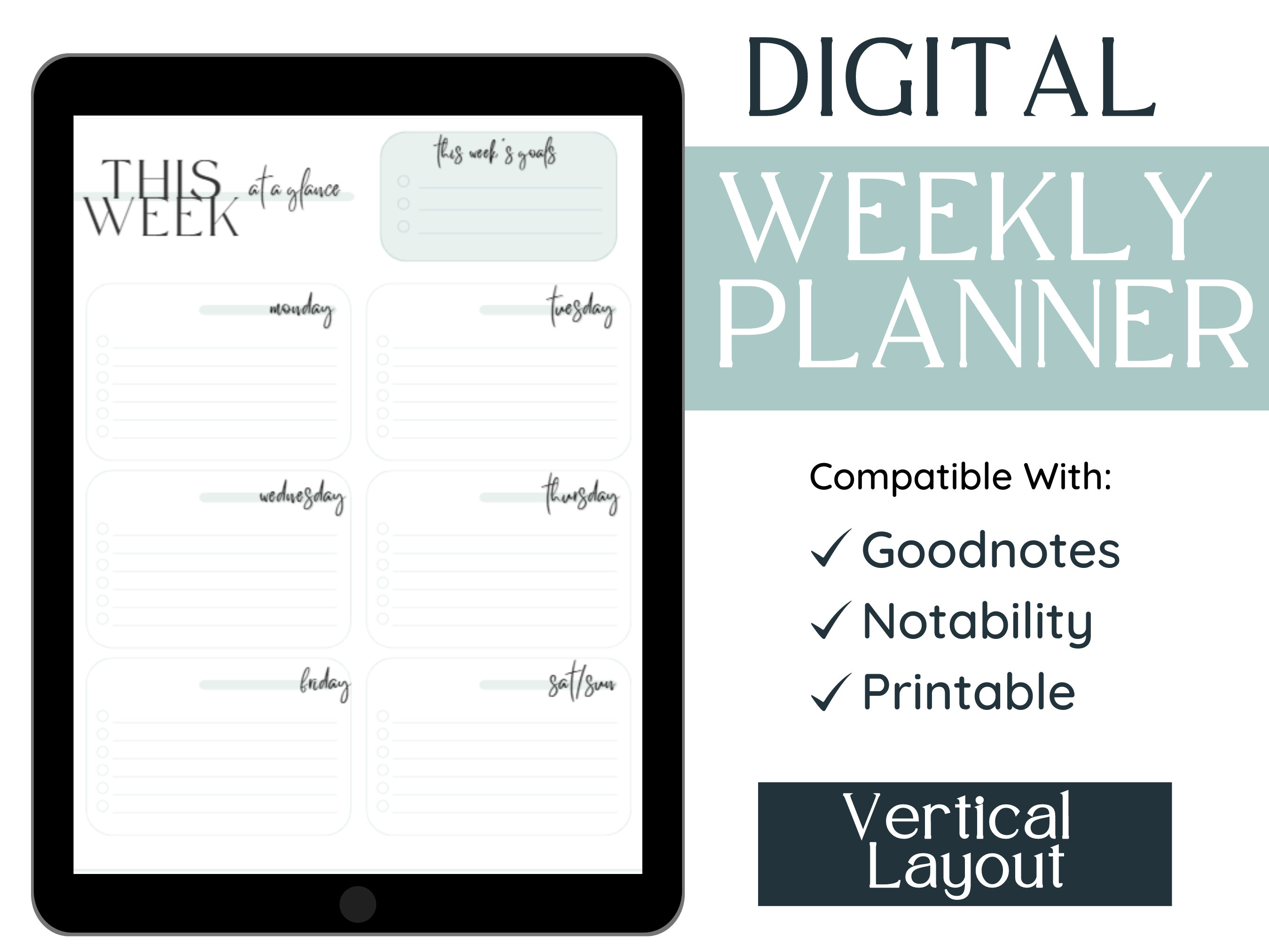 Weekly Digital Planner | Vertical Layout | Goodnotes Template ...