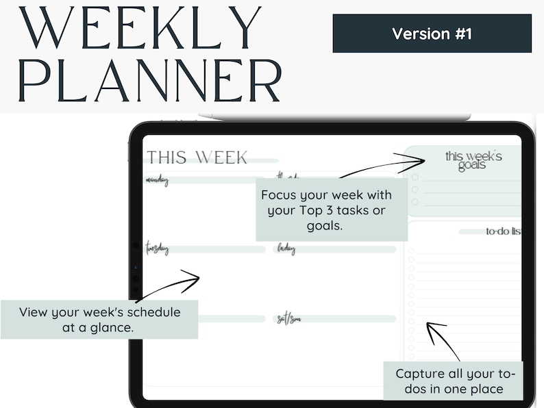Weekly Planner Horizontal Layout Goodnotes Template - Etsy