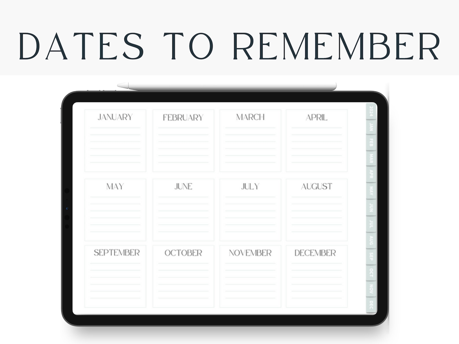 2024 DIGITAL MONTHLY CALENDAR Hyperlinked iPad Calendar Goodnotes ...