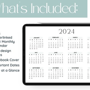2024 DIGITAL MONTHLY CALENDAR - Hyperlinked | iPad Calendar | Goodnotes ...