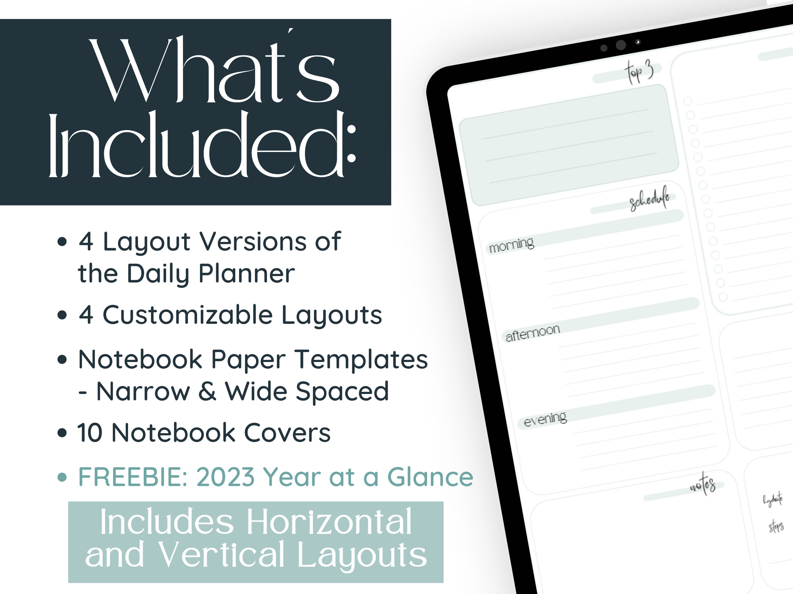 Daily Digital Planner Bundle Horizontal & Vertical Digital Planner ...
