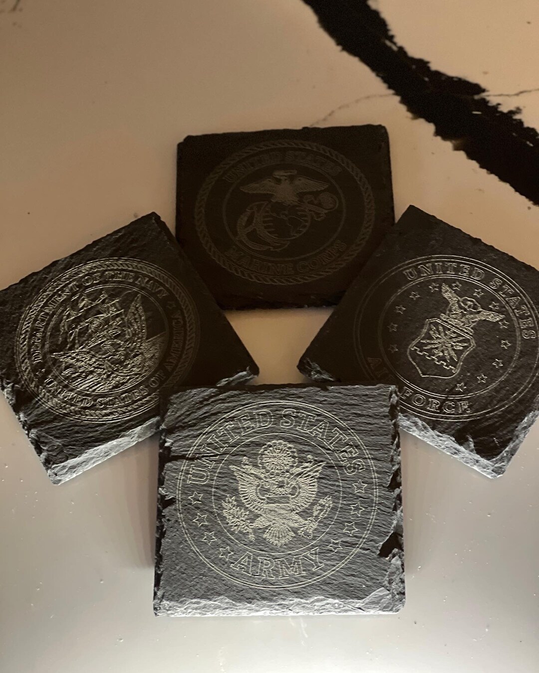 Laser Engraved Slate Coasters/set of 4 - Etsy