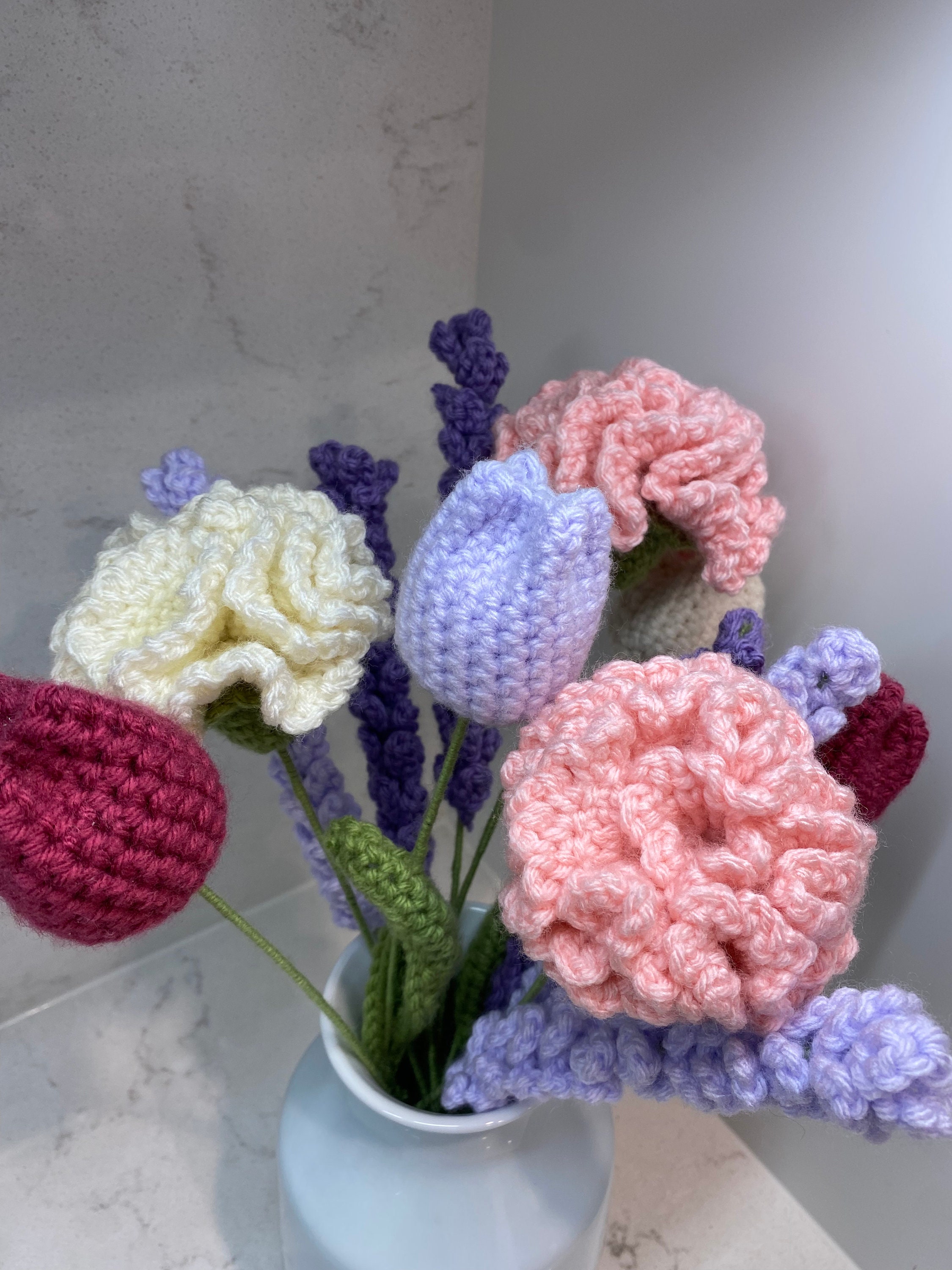 Crochet Flower Pattern Bundle - Lavender, Carnations, Tulips - Etsy