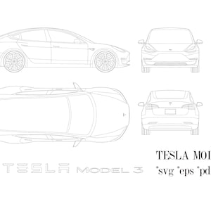 Tesla Model 3 Vector File. Instant Download Svg, Eps, Pdf, Jpeg - Etsy