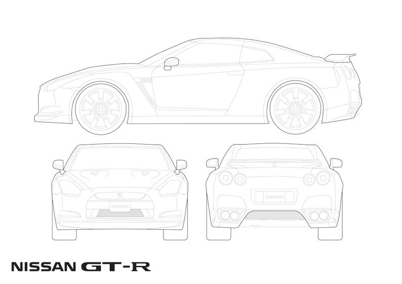 Nissan GT-R R35 Line Art – Car Enthusiast Digital Illustration (digital ...